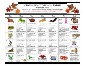 October 2022 Activity Calendar - CDM Caregiving Services